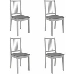 Esszimmerstühle 4er Set mit Polstern - Küchenstuhl Polsterstuhl Grau Massivholz BV506299 Bonnevie