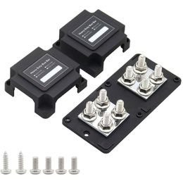 400A Bus Bar Box Heavy-Duty Module Design Power Distribution Block with 8 x M10 (3/8 Inch) DC12-48V dc Black for Marine Car Solar rv - Noire - Stanew