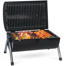 Holzkohlegrill - Reisegrill - Minigrill - Tischgrill - Picknick - Campinggrill - Hitzebeständig - Tragbar 38x52 cm - Schwarz - black - Maxxgarden