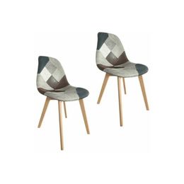 SAN MARCO - Ornella Patchwork Esszimmerstühle mit Beinen aus Buche 2 Stühle