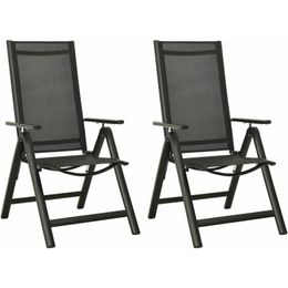 MAISONCHIC - 2 Stk.Klappbare Gartenstühle,Gartensessel Textilene und Aluminium Schwarz -53570