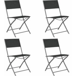 MAISONCHIC Klappbare 4 Stk.Gartenstühle Relax-Sessel,Gartenmöbel Schwarz Stahl und Textilene -48809