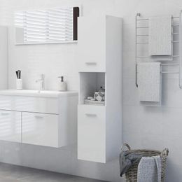 MAISONCHIC - Badezimmerschrank,Badschrank,Aufbewahrungsschrank Hochglanz-Weiß 30x30x130 cm Holzwerkstoff VCWS898100