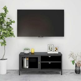 Bonnevie - Moderne TV-Möbel, TV-Lowboard TV-Schrank für das Wohnzimmer Anthrazit 90x30x44 cm Stahl und Glas -FV44889 - Anthrazit