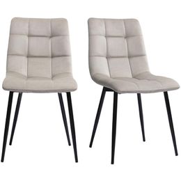 Miliboo Design-Stühle aus taupefarbenem Samtstoff und Metall (2er-Set) maxwell - Taupe