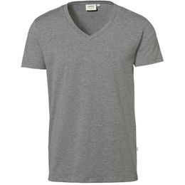 HAKRO - V-Shirt Stretch grau meliert, 2XL