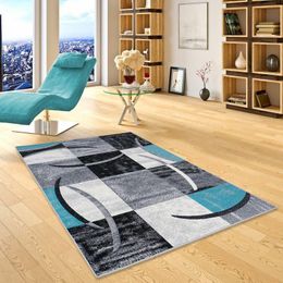 Pergamon - Designer Teppich Brilliant Karo Grau Türkis Trend - 120x170 cm