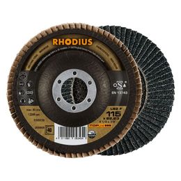 Rhodius Abrasives - rhodius lsz f extended, 10 Stück, 115 mm, Korn 40, Fächerscheibe