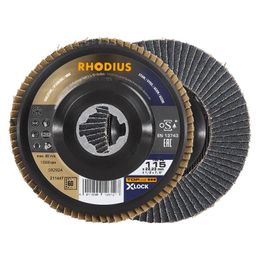 Rhodius Abrasives - rhodius lgz pb x-lock, 10 Stück, 115 mm, Korn 60, x-lock Fächerscheibe