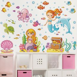 MICASIA - Wandtattoo Kinderzimmer Meerjungfrau - Unterwasserwelt Set Größe HxB: 60cm x 90cm