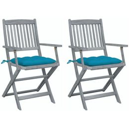 MAISONCHIC Klappbare 2 Stk.Gartenstühle Relax-Sessel,Gartenmöbel mit Kissen Massivholz Akazie -26108