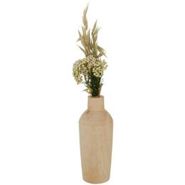 Boltze Gruppe - Vase aus Holz mit Trockenblumenstrauß faya, 30 cm