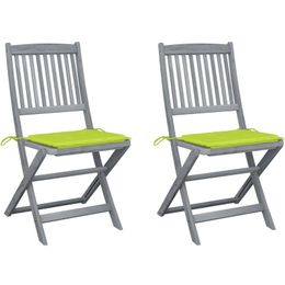 MAISONCHIC - Klappbare 2 Stk.Gartenstühle Relax-Sessel,Gartenmöbel mit Kissen Massivholz Akazie -61740 - Grün