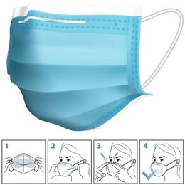 ECD Germany 10 Stück Mundschutz Maske Einweg Gesichtsmaske für Erwacösene Blau 3-lagig Schutz atmungsaktive Mundschutzmaske mit Ohrschlaufen und Nösenbügel
