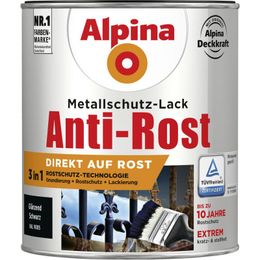 Alpina - Metallschutz-Lack Anti-Rost 750 ml schwarz glänzend Metallack Schutzlack