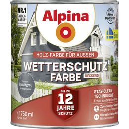Alpina - Wetterschutzfarbe deckend 0,75 l basaltgrau Holzschutzfarbe