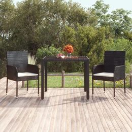 MAISONCHIC - 2 Stk.Balkonsessel mit Kissen,Gartenmöbel, Gartenstühle Poly Rattan Schwarz -56000