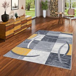 Pergamon Designer Teppich Brilliant Karo Grau Curry Trend - 160x230 cm