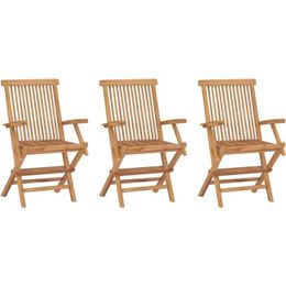 MAISONCHIC 3 Stk.Klappbare Gartenstühle,Gartensessel Massivholz Teak -54373