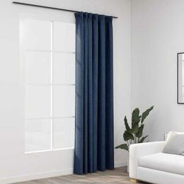 Verdunkelungsvorhänge mit Haken Leinenoptik Blau 290x245cm FF321183DE