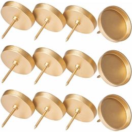 12x Novaliv Kerzenständer Kerzenpick, Kerzenpin, Kerzenhalter, 12x Flach 10 cm Gold - Gold