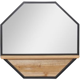 HOMCOM Wandspiegel mit Regal Industrie-Design Tannenholz Metall Schwarz +Natur - Schwarz