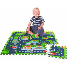 LittleTom 12 Teile Puzzlematte Straße für Kinder - 30x30 Spielstraße Puzzle Spielteppich - bunt