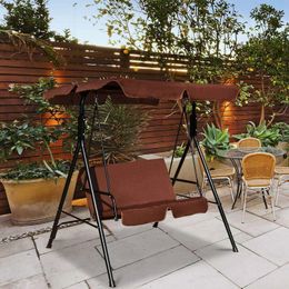Hollywoodschaukel 2-Sitzer mit verstellbarem Sonnendach Gartenliege Schaukelbank Gartenbank Braun - Costway