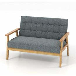 Costway 2 Sitzer Sofa, Sessel aus Massivholzrahmen & Leinen, gepolstertes Sofa, Zweisitzer Polstersofa Doppelsofa, bis 250 kg, für Schlafzimmer Wohnzimmer
