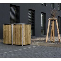 HIDE Holz Mülltonnenbox, Mülltonnenverkleidung für 240 l Mülltonnen natur 2er Box