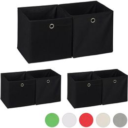 Relaxdays 6 x Aufbewahrungsbox Stoff, quadratisch, Aufbewahrung für Regal, Stoffbox in Würfelform, HxBxT: 30 x 30 x 30 cm, schwarz