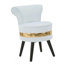 Dmora - Mini-Stuhl aus Kiefernholz, Schwamm und Samtstoff, hellblaue Farbe mit goldenem Band, Maße 47 x 64 x 47 cm