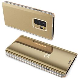 MARKENLOS Cofi1453® Smart View Spiegel Mirror Smart Cover Schale Etui kompatibel mit Huawei P30 Schutzhülle Tasche Case Schutz Clear Gold