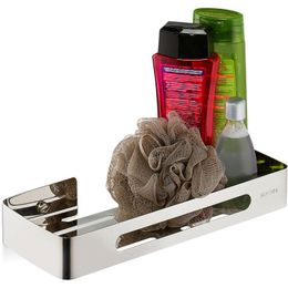 Duschregal, glänzender Edelstahl, für Shampoo & Duschgel, hbt: 4,5 x 31 x 12 cm, hängende Duschablage, silber - Relaxdays