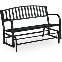 Schaukelbank, Stahl, 220 kg Traglast, 2 Sitzer, Bank mit Schaukelfunktion, HxBxT: 86 x 127 x 69 cm, schwarz - Relaxdays