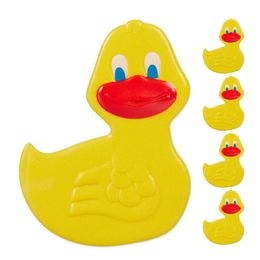 Relaxdays - Badewannen Sticker Kinder, 5er Set, Tier-Design Ente, mit Saugnäpfen, Wanne & Dusche, Anti Rutsch Pads, gelb