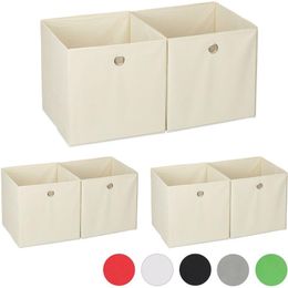 Relaxdays 6 x Aufbewahrungsbox Stoff, quadratisch, Aufbewahrung für Regal, Stoffbox in Würfelform, HxBxT: 30 x 30 x 30 cm, beige