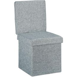 Relaxdays Faltbarer Sitzhocker mit Lehne hbt 73 x 38 x 38 cm stabiler Sitzcube mit praktischer Fußablage als Sitzwürfel und Sitzbank Leinen als