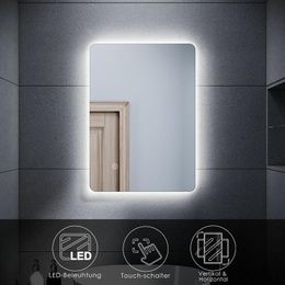 Led Badspiegel Bad Lichtspiegel Wandspiegel mit Touch-Schalter energiesparend 70 x 50cm kaltweiß IP44 - Sonni