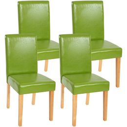 HHG 4er-Set Esszimmerstuhl Stuhl Küchenstuhl Littau Kunstleder, grün, helle Beine - green