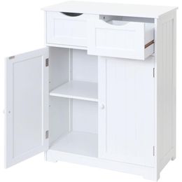 Kommode HHG 596, Schubladenschrank Schrank, 2 Schubladen und 2 Türen 80x70x35cm weiß - white