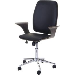 HHG - Bürostuhl 613, Chefsessel Drehstuhl, Bugholz Kunstleder Grau, Sitzfläche schwarz - grey