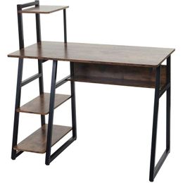 Schreibtisch mit Regal HHG 792, Laptoptisch Bürotisch Arbeitstisch, MVG-zertifiziert 100x50cm, Metall mdf braun - brown