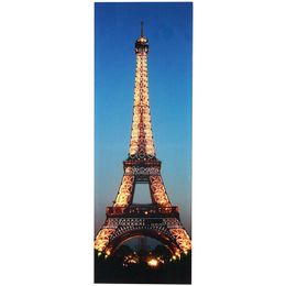 HHG - LED-Bild, Leinwandbild Wandbild Leuchtbild, Timer MVG-zertifiziert 100x35cm Eiffelturm - multicolour