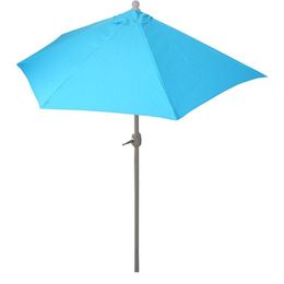 HHG Sonnenschirm halbrund Lorca, Halbschirm Balkonschirm, UV 50+ Polyester/Alu 3kg 300cm türkis ohne Ständer - turquoise