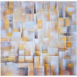 HHG Wandbild Cubes, 100% handgemaltes Ölgemälde Gemälde xl, 100x100cm - multicolour
