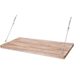 Wandtisch HHG 304, Wandklapptisch Wandregal Tisch mit Tafel, klappbar Massiv-Holz 100x50cm - brown