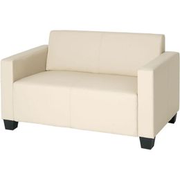 HHG - 2er Sofa Couch Moncalieri Loungesofa Kunstleder creme - beige