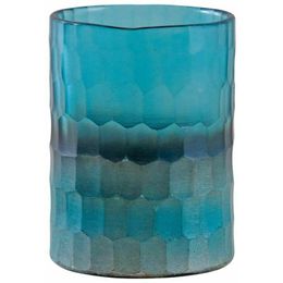 Aubry Gaspard - Türkises Windlicht aus Glas mit Mosaik Optik