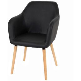 HHG - Esszimmerstuhl Vaasa T381, Stuhl Küchenstuhl, Retro 50er Jahre Design Kunstleder, schwarz, helle Beine - black